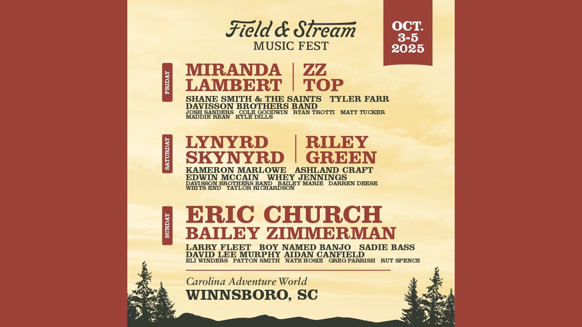 Eric Church, Miranda Lambert, Bailey Zimmerman Among Lineup For Field ...
