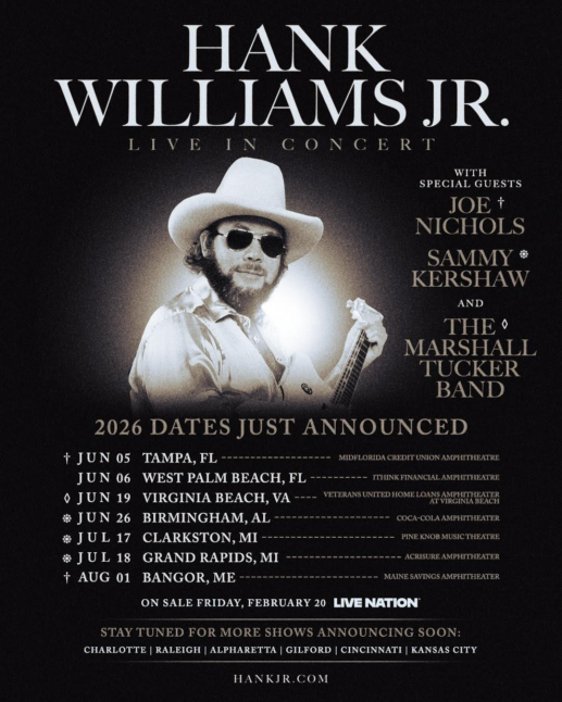 Hank Williams Jr. Adds Dates To 2026 Tour - MusicRow.com