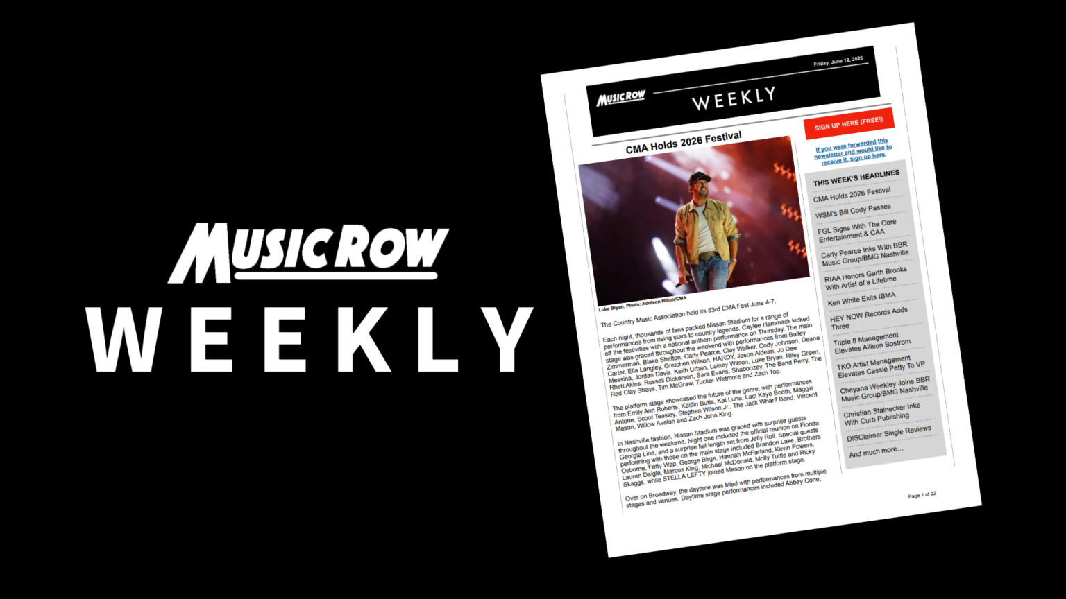 MusicRow Weekly (News, Charts, More...) - MusicRow.com